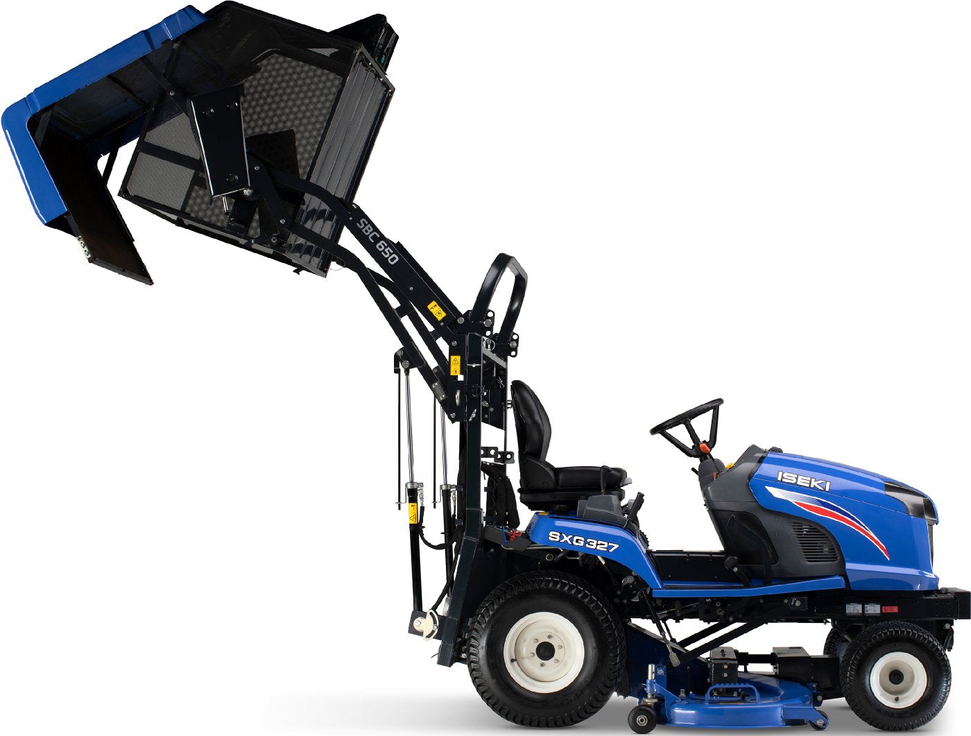 Iseki Diesel-Rasentraktor mit Aufnahme, Hochentleerung SXG 327 mit ...